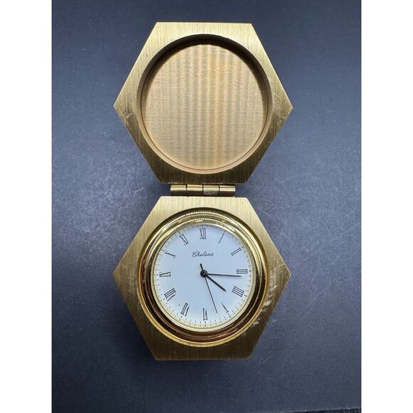 Chelsea | Accents | Chelsea Hexagonal Paperweight Desk Clock Hinged Lid ...